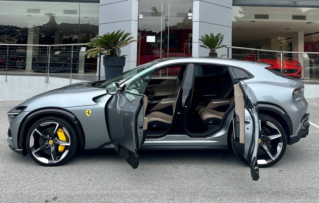 The Ferrari Purosangue passing through Cannes
