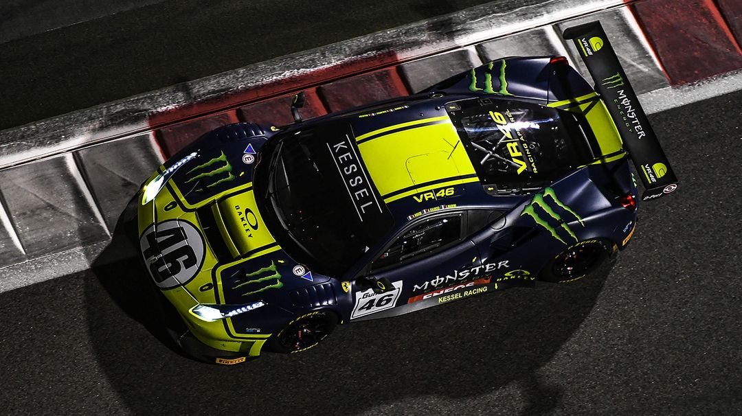 Three Ferraris and Valentino Rossi line up at the Gulf 12 Hours
