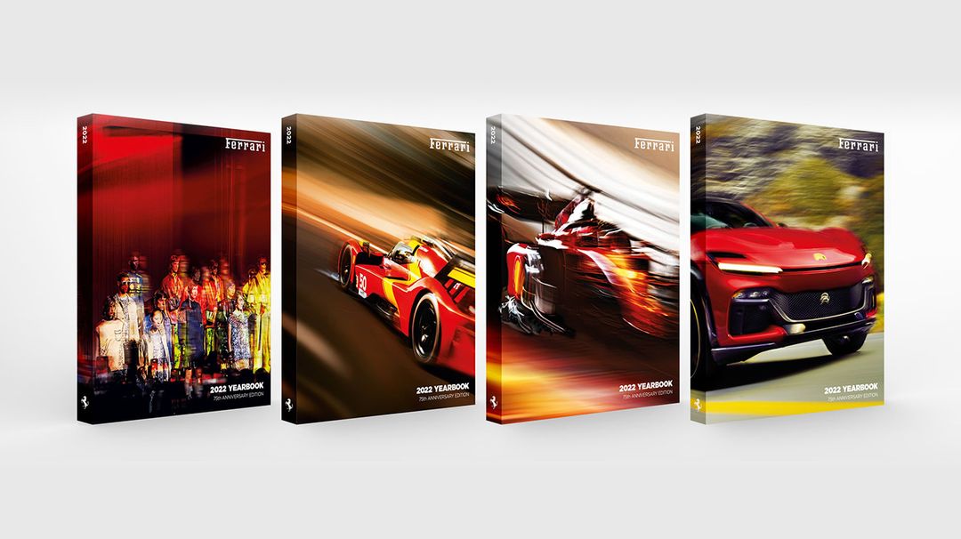 Four covers for the 2022 Ferrari Yearbook