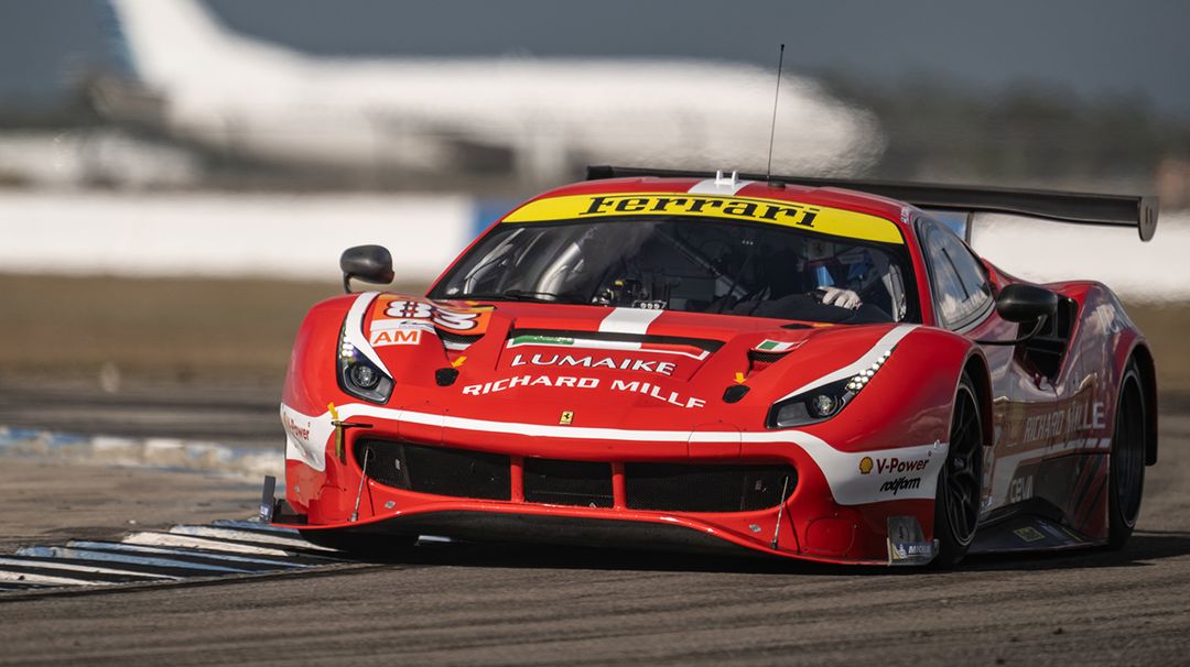 Ferrari 488 GTEs at Sebring for the first round of the FIA WEC