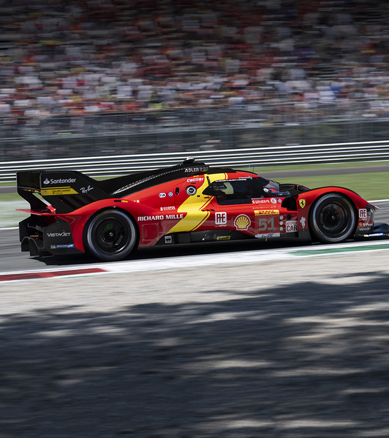 The Ferrari 499P and 296 GT3 on display at the Italian GP
